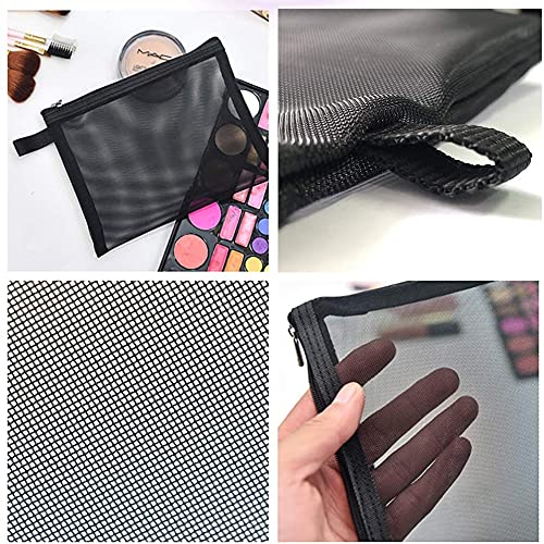 Desktop Calculator and 5pcs Mesh Zipper Pouch Bundle, 12-Digit Battery Solar Powered LCD Display Big Button Calculator, A4 A5 A6 Lightweight Nylon File Folders Document Organizer Cosmetic Bags