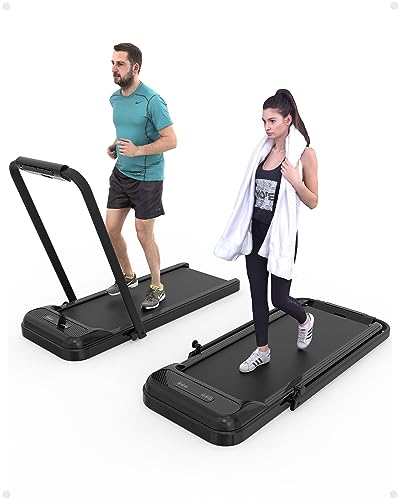 GARVEE 2-in-1 Treadmill, [2.25 HP] [0.6-6.2 MPH] for Running Walking, Folding Treadmill with Real-time Workout Data on LCD Display, Under Desk Treadmill for Apartment Office Home Workout- Black