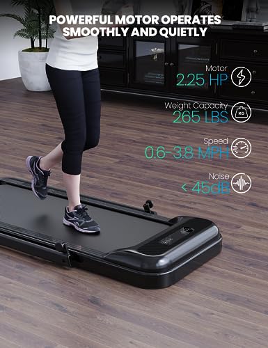 GARVEE 2-in-1 Treadmill, [2.25 HP] [0.6-6.2 MPH] for Running Walking, Folding Treadmill with Real-time Workout Data on LCD Display, Under Desk Treadmill for Apartment Office Home Workout- Black