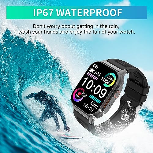 Smart Watch(Answer/Make Call), 2.01" Smartwatch for Men Women, IP67 Waterproof, 100+ Sport Modes Fitness Tracker, Heart Rate Sleep Monitor, AI Voice, Smart Watches for Android iOS Phones