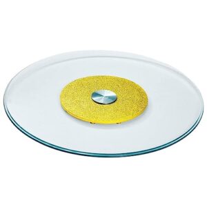 yesbon lazy susan glass turntable, large tabletop rotating tray, transparent round rotating serving plate eavy duty tempered glass serving plate for kitchen dining table,80cm