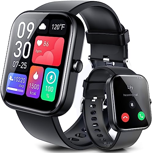 MIYOKO Smart Watch Bluetooth Call for Men Women, 2" HD Touch Screen IP67 Waterproof Smartwatch Fitness Tracker Heart Rate, Sleep Monitor, Blood Oxygen Pressure for Android and iOS. (Black)