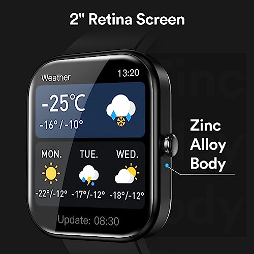 MIYOKO Smart Watch Bluetooth Call for Men Women, 2" HD Touch Screen IP67 Waterproof Smartwatch Fitness Tracker Heart Rate, Sleep Monitor, Blood Oxygen Pressure for Android and iOS. (Black)