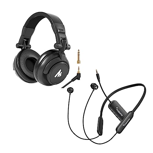 MAONO MH601 Monitor Headphone with WH30 Wireless BT Neckband Headphone for Live Streaming,Podcasting,Music