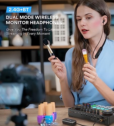 MAONO MH601 Monitor Headphone with WH30 Wireless BT Neckband Headphone for Live Streaming,Podcasting,Music