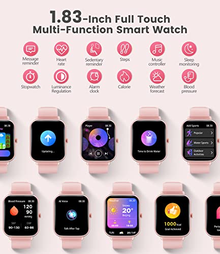 2023 Newest 1.83" Smart Watch for Womens,Answer/Make Calls Fitness Tracker with Heart Rate Sleep Monitor,Step Counter,21 Sports Modes,Activity Trackers Waterproof Smart Watch for Android iOS iPhones