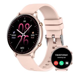 smart watches for women men(answer/make calls) 1.39 inch full color screen touch fitness tracker for sport digital activity watches with heart rate sleep monitor smartwatches ios android phone (pink)