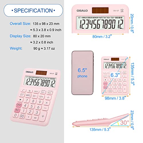 Pocket Small Size Desk Calculator and Large Double Pocket Waterproof File Bag with Handle Bundle