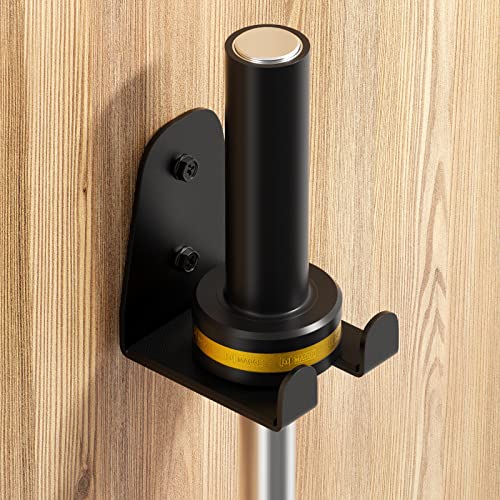 JNIHEEP Olympic Barbell Hanger,Garage Gym Bar Wall Rack,Vertical Barbell Mount Rack,Black Powder Coated,Space Saving Commercial or Home Gym Accessory,Holds Under 33mm Bar Size