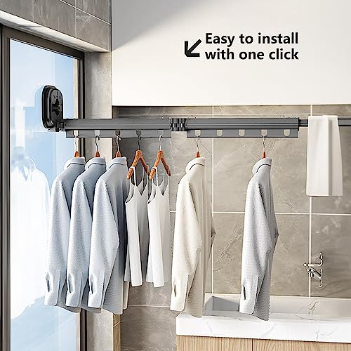 JOEBO Wall Mount Hook Rack, Heavy Duty Coat Hooks, Wall Hat Hooks, Cloth Wall Mounted Hook Racks for Bathroom, Triple Collapsible Drying Rack with Suctions Laundry Travel Hanger Rack