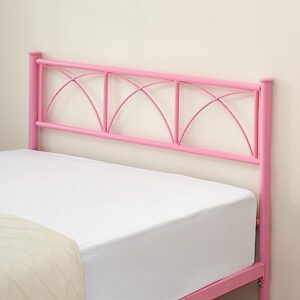 GAOMON Modern Stylish Iron Bed Frame with Headborad & Footboard,Firm Support Structure, Metal Platform Bed Frame, No Box Spring Needed, Under Bed Storage, Simple Assembly(Pink,Twin)