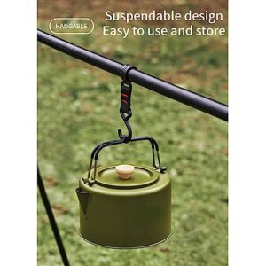 INKFUL Camping Kettle Camping Tea Kettle Coffee Kettle Large Outdoor Hiking Kettle 1L Outdoor Cookware Food Grade 304 Stainless Steel + Non-stick Coating Portable Kettle (green)