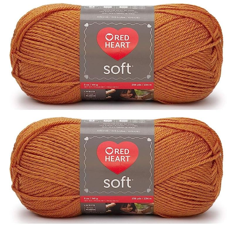 Red Heart Soft Tangerine Yarn - 2 Pack of 141g/5oz - Acrylic - 4 Medium (Worsted) - 256 Yards - Knitting/Crochet