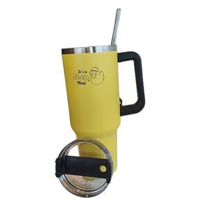 Jeep Duck Logo 40 oz Insulated Travel Mug Tumbler with Handle | Double Wall Vacuum Sealed Stainless Steel Cup w/Straw and Lid (Yellow)