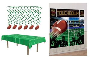 football decorations backdrop hanging swirls and table cover for birthdays game days tailgating party supplies