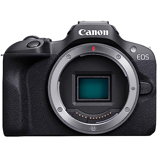 Canon EOS R100 Mirrorless Camera (6052C002) + Bag + 64GB Card + LPE17 Battery + Charger + Card Reader + Flex Tripod + Cleaning Kit + Memory Wallet (Renewed)