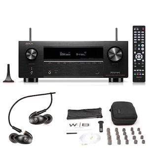 denon avr-x2800h 7.2-channel 8k network av receiver with w80-v3 in-ear earphones