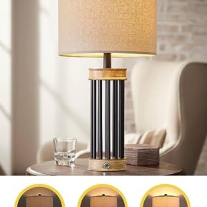 G-SAFAVA 24" USB A+C 3-Way Dimmable Touch Control Industrial Table Lamp Set of 2 for Living Room Nightstand Beside Lamps for Bedroom(Include Two Bulbs)