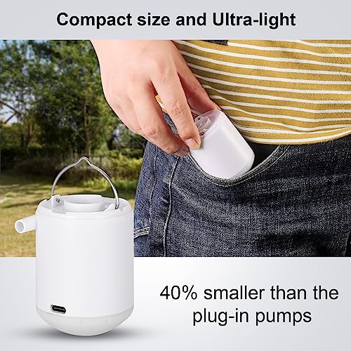 FACULX Portable Air Pump+ Camping Light Ultra-Mini Air Pump with 2000mAh Battery USB Rechargeable for Pool Floats Air Bed Air Mattress Swimming Ring Vacuum Storage Bags