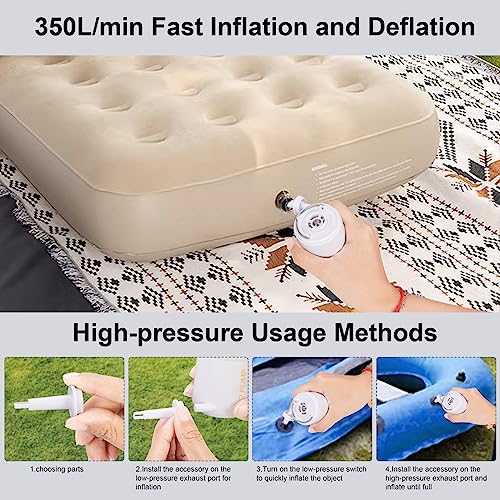 FACULX Portable Air Pump+ Camping Light Ultra-Mini Air Pump with 2000mAh Battery USB Rechargeable for Pool Floats Air Bed Air Mattress Swimming Ring Vacuum Storage Bags