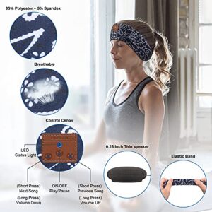 BULYPAZY 2pcs Sleep Headphones Bluetooth Headband, Headband Headphones, Bluetooth Headband for Side Sleepers, Running, Insomniac, Nap, Travel, Meditation（One Set of Speakers） (Blue&Gray)