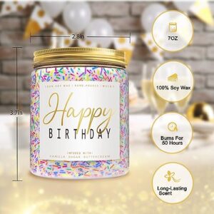 Happy Birthday Candle - Birthday Sprinkle Candle Gift Birthday Gifts for Women - 7oz Vanilla Cream Scented Candle Happy Birthday Gifts for Her, Best Gifts for Girl, Friends, Men