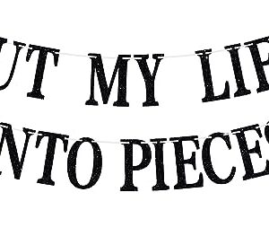 Cut My Life Into Pieces Banner - Funeral Birthday Bunting Sign for 30th/40th/50th Birthday, Emo Party Night, Rip Twenties Birthday Banner, Happy Birthday Party Decoration Supplies