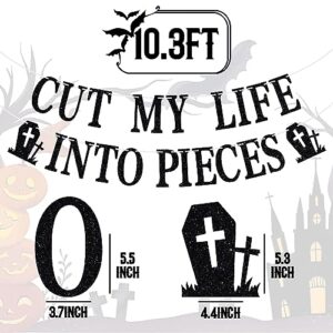 Cut My Life Into Pieces Banner - Funeral Birthday Bunting Sign for 30th/40th/50th Birthday, Emo Party Night, Rip Twenties Birthday Banner, Happy Birthday Party Decoration Supplies