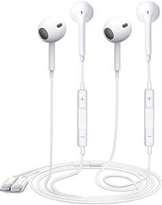 2 pack earbuds for iphone headphones wired,earphones with lightning connector (built-in microphone & volume control)【mfi certified】noise isolating headsets for iphone 14/13/12/11/xr/xs/x/8