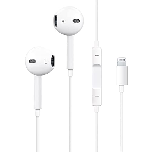 Earbuds for iPhone,Wired Headphones with Lightning Connector【MFi Certified】 Noise Isolating Earphones Headsets for iPhone 14/14 Pro/13/12/11/XR/XS/8/7 (Built-in Microphone & Volume Control)