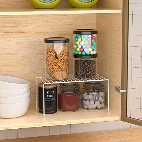 GEDLIRE Mini Kitchen Cabinet Shelf Organizers Set of 6, Small White Wire Storage Shelves Rack for Pantry, Metal Dish Plate Organizer Rack for Cabinet, Cupboard, Kitchen Organizers and Storage