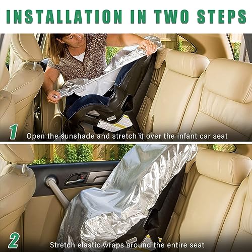 Ziciner Baby Car Seat Sun Shade Cover, Infant Auto Seats Heat Protector Keeps Baby's Carseat at Cooler Temperature, Blocks Out Heat & Sun UV Covers, Universal Baby Travel Accessories