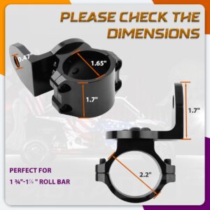 AGradify UTV Whip Mount 2PCS Heavy Duty Adjustable Flag Light Mounting Bracket for 1.75 to 1.85 inch Roll Bar Compatible with UTV Can Am Maverick X3 Polaris RZR 900S 1000 XP Turbo S