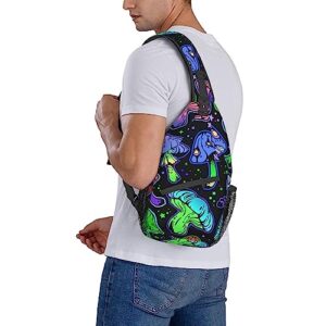 RIMENCH Small Crossbody Sling Backpack Anti Theft Backpack For Traveling Chest Shoulder Bag (gothic trippy magic mushrooms)