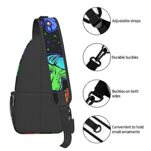 RIMENCH Small Crossbody Sling Backpack Anti Theft Backpack For Traveling Chest Shoulder Bag (gothic trippy magic mushrooms)