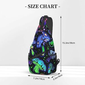 RIMENCH Small Crossbody Sling Backpack Anti Theft Backpack For Traveling Chest Shoulder Bag (gothic trippy magic mushrooms)