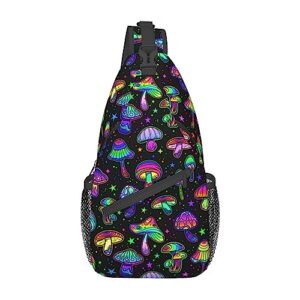 rimench unisex goth gothic magic hippie trippy mushroom sling bag casual chest crossbody anti-theft sling bags shoulder backpack waterproof chest bag with adjustable strap