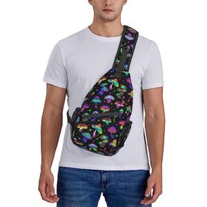 RIMENCH Unisex goth gothic magic hippie trippy mushroom Sling Bag Casual Chest Crossbody Anti-Theft Sling Bags Shoulder Backpack Waterproof Chest Bag With Adjustable Strap