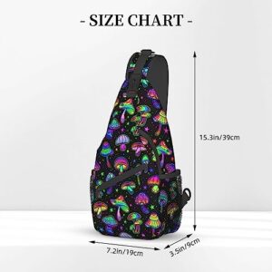 RIMENCH Unisex goth gothic magic hippie trippy mushroom Sling Bag Casual Chest Crossbody Anti-Theft Sling Bags Shoulder Backpack Waterproof Chest Bag With Adjustable Strap