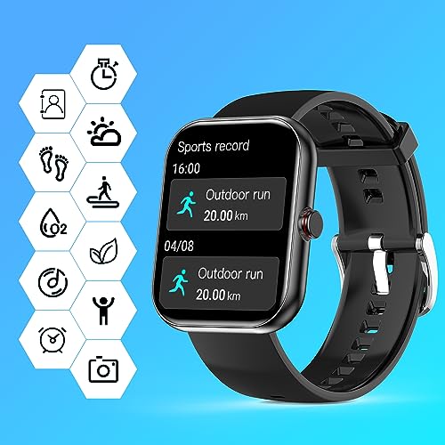 Smart Watch(Answer/Make Calls), 1.91" HD Touch Screen Fitness Watch with Blood Oxygen Heart Rate Sleep Monitor, 100+ Sports Modes, IP68 Waterproof Men's Women's Activity Trackers for Android iOS