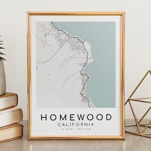 HOMEWOOD California USA Map Print, city map poster, personalized gifts Design, custom map gift, gifts for him, Digital Download, Instant map