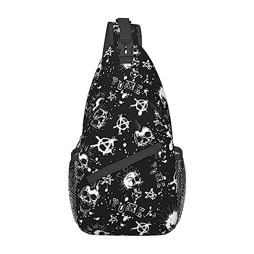 RIMENCH Sling Bag cool gothic punk skull Sling Backpack Lightweight Crossbody Chest Bag Daypack Hiking Travel for Women Men