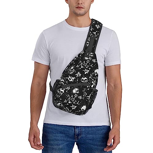 RIMENCH Sling Bag cool gothic punk skull Sling Backpack Lightweight Crossbody Chest Bag Daypack Hiking Travel for Women Men