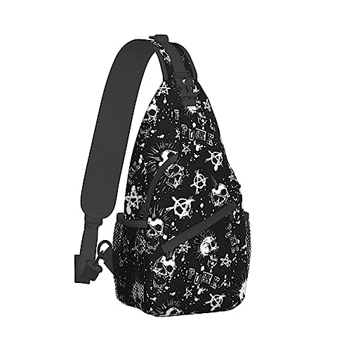 RIMENCH Sling Bag cool gothic punk skull Sling Backpack Lightweight Crossbody Chest Bag Daypack Hiking Travel for Women Men