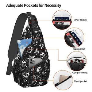 RIMENCH Sling Bag cool gothic punk skull Sling Backpack Lightweight Crossbody Chest Bag Daypack Hiking Travel for Women Men