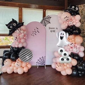 Pink Halloween Party Decorations for Girls, 139PCS Pink Black Purple Balloons Arch Kit with Bat Ghost Spider Mylar Balloon for Girls Kids Halloween Birthday Baby Shower Party Supplies…