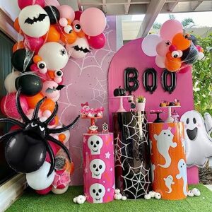 Pink Halloween Party Decorations for Girls, 139PCS Pink Black Purple Balloons Arch Kit with Bat Ghost Spider Mylar Balloon for Girls Kids Halloween Birthday Baby Shower Party Supplies…