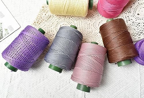 2Roll 200G 3mm Hollow Braided Polypropylene Rope,Lightweight Knitting Silk Thread,Bright Color Crochet Knit Yarn for Golf Courses, Trail Marking,Crowd Control,DIY Craft Projects