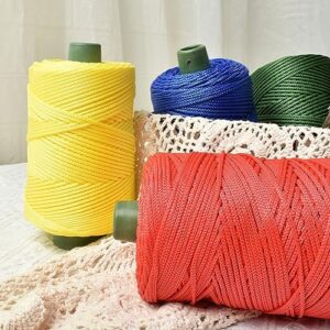 2Roll 200G 3mm Hollow Braided Polypropylene Rope,Lightweight Knitting Silk Thread,Bright Color Crochet Knit Yarn for Golf Courses, Trail Marking,Crowd Control,DIY Craft Projects