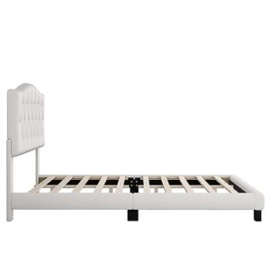 GERDIOEB Queen Full King Size Bed Frame, Upholstered Platform Bed with Saddle Curved Headboard & Diamond Tufted Details, Wood Slat Support, No Box Spring Needed for Bedroom Boys Girls, Beige (King)